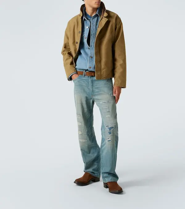 Ralph Lauren Suede And Leather Cowboy Boots