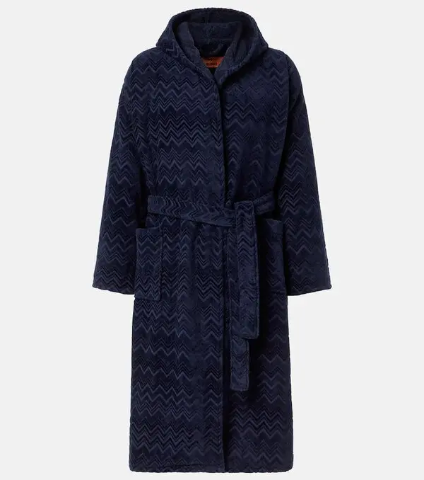 Missoni Zigzag Cotton Bathrobe - Blue