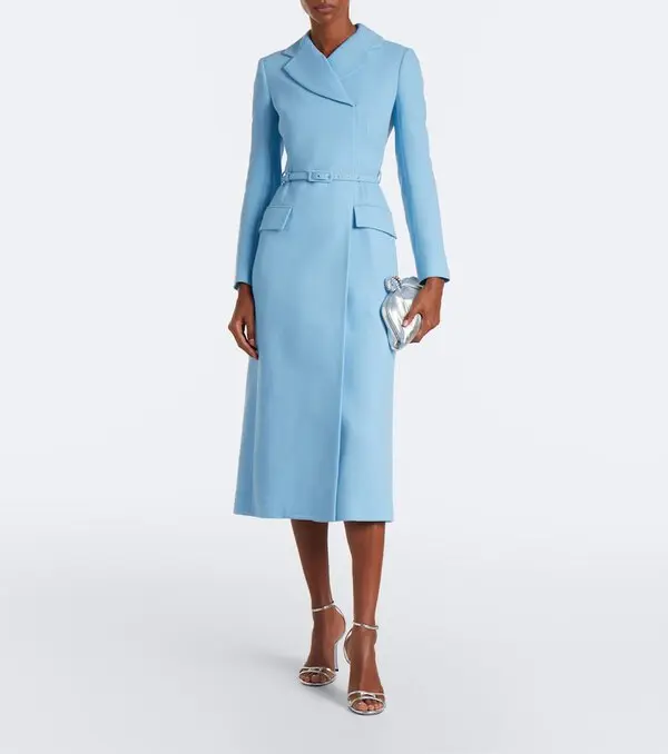 EMILIA WICKSTEAD Wool Crêpe Midi Dress - Blue