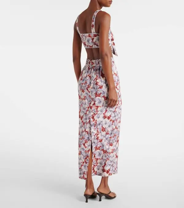 Posse Emma Floral Linen Maxi Skirt - Multicoloured