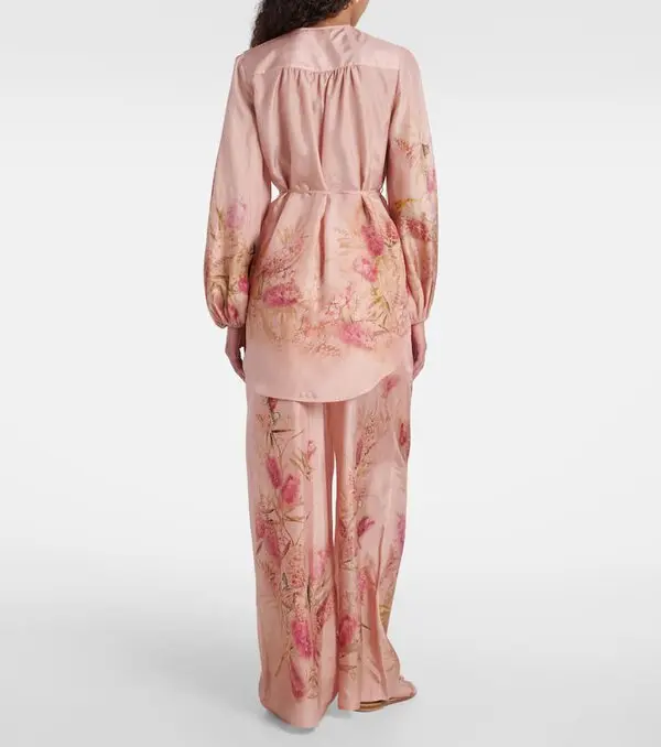 Zimmermann Cascadian Floral Silk Tunic - Pink