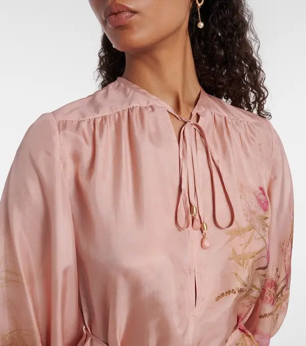 Zimmermann Cascadian Floral Silk Tunic - Pink
