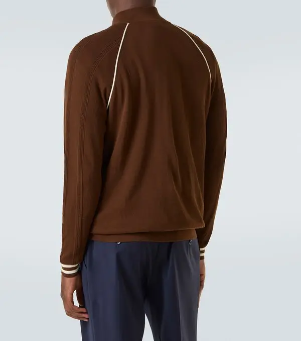 Miu Miu Logo Cotton-blend Zip-up Cardigan
