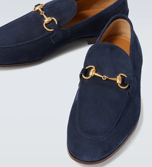 Gucci Jordaan Horsebit Suede Loafers - Blue