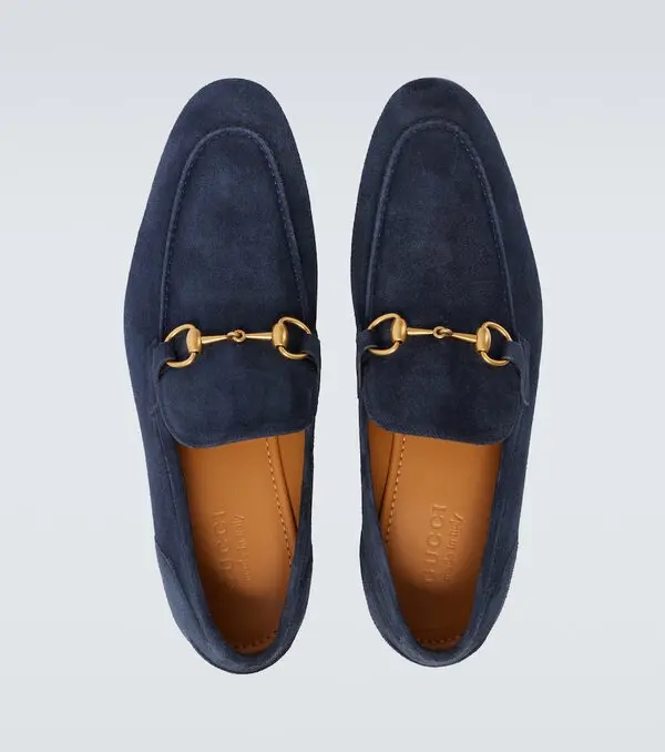 Gucci Jordaan Horsebit Suede Loafers - Blue