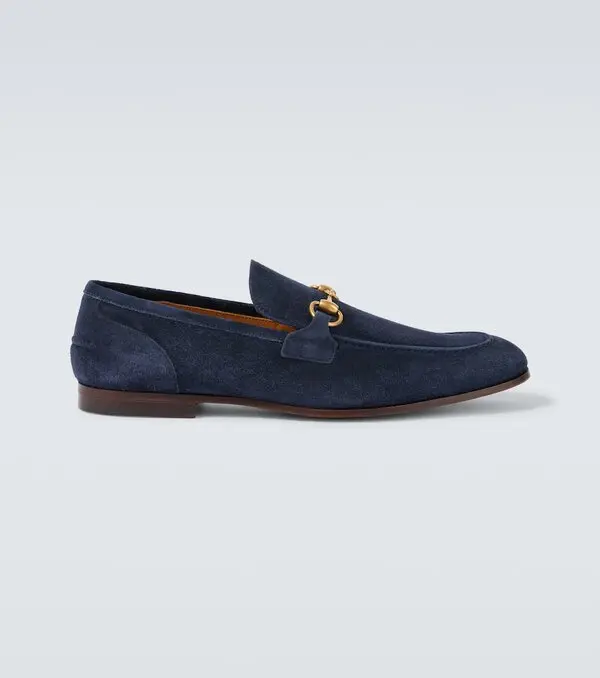 Gucci Jordaan Horsebit Suede Loafers - Blue