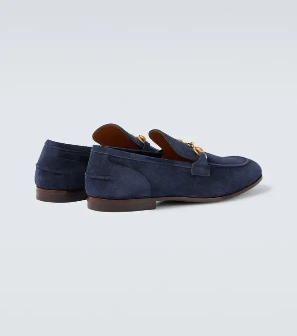Gucci Jordaan Horsebit Suede Loafers - Blue
