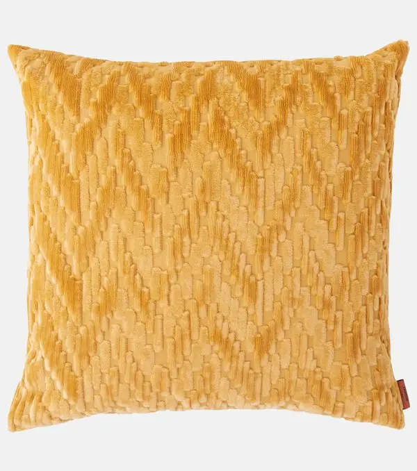 Missoni Fossile Chevron Velvet Down Cushion - Yellow