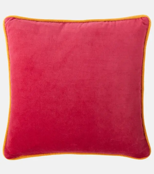 LES-OTTOMANS Tropical Embroide Cotton Velvet Cushion