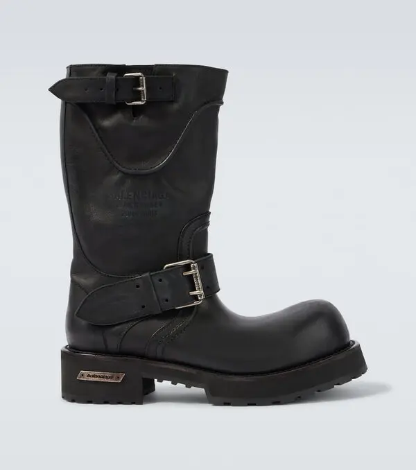 Balenciaga Venom Leather Biker Boots - Black