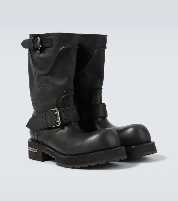 Balenciaga Venom Leather Biker Boots - Black