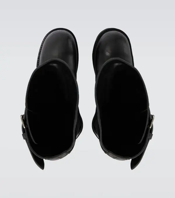 Balenciaga Venom Leather Biker Boots - Black
