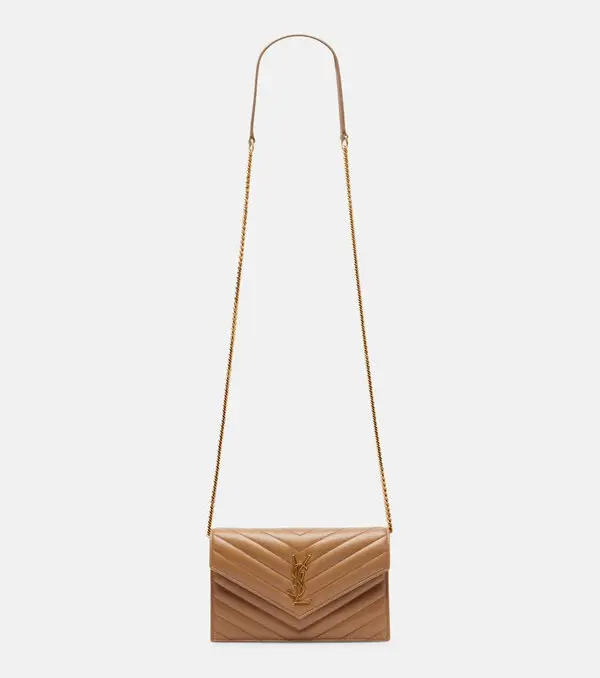Saint Laurent Cassandre Envelope Matelassé Wallet-on-chain - Beige