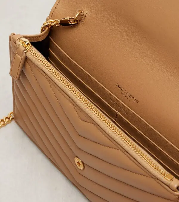 Saint Laurent Cassandre Envelope Matelassé Wallet-on-chain - Beige