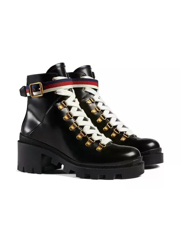 Gucci Leather Ankle Boots With Sylvie Web Detail