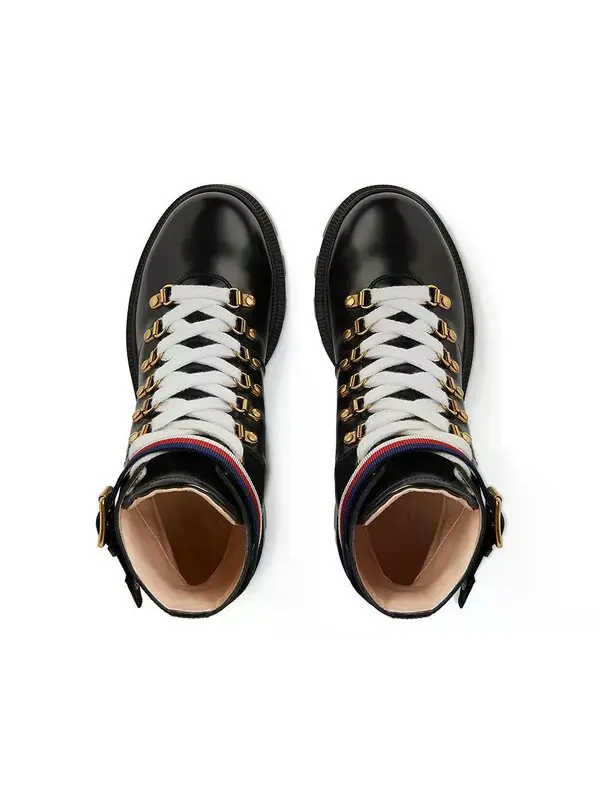 Gucci Leather Ankle Boots With Sylvie Web Detail
