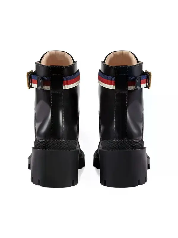 Gucci Leather Ankle Boots With Sylvie Web Detail