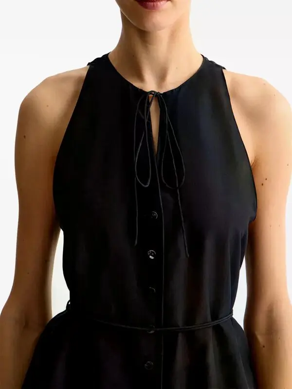 12 STOREEZ Tie-fastening Cotton-blend Blouse - Black