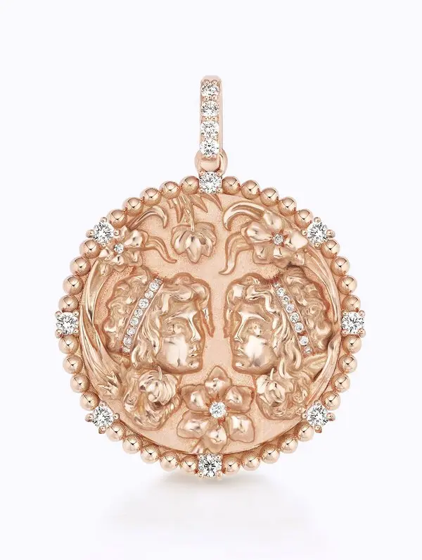 BRIONY RAYMOND Diamond Zodiac Medallion - 18k Rose Gold