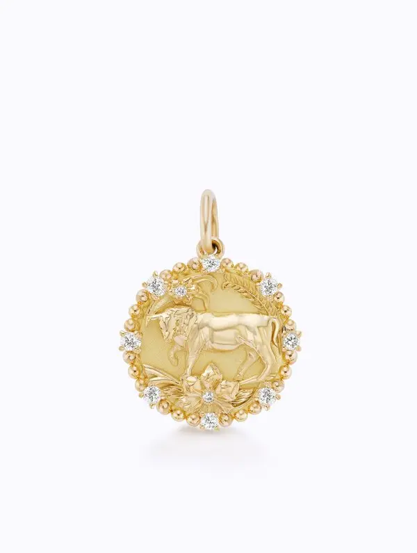 BRIONY RAYMOND Diamond Zodiac Medallion - 18k Yellow Gold