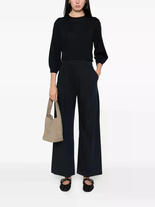 Max Mara Pleated Wool Trousers - Blue