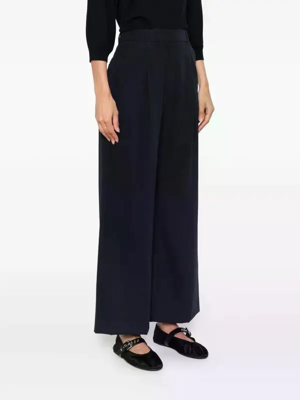 Max Mara Pleated Wool Trousers - Blue