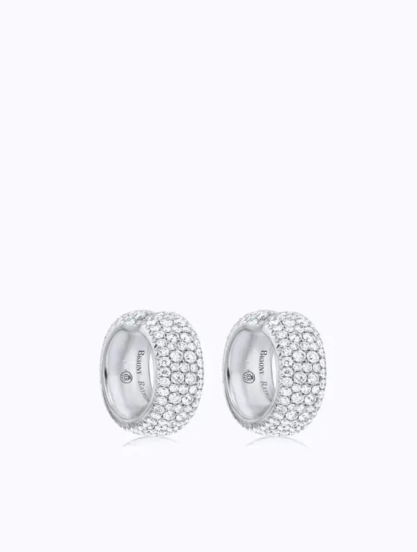 BRIONY RAYMOND Sloan Pavé Diamond Huggie Earrings - 18k White Gold