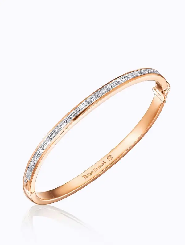 BRIONY RAYMOND Regent Baguette Diamond Bangle - 18k Rose Gold