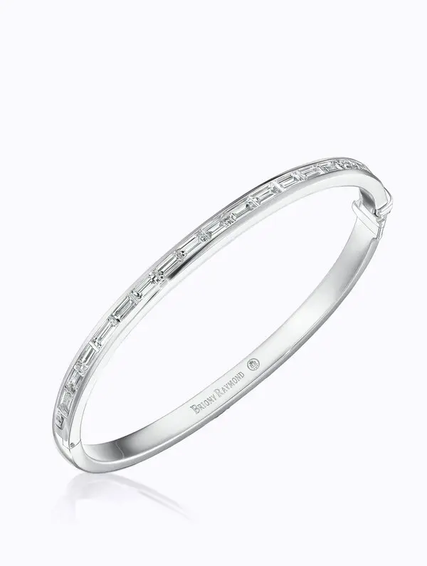 BRIONY RAYMOND Regent Baguette Diamond Bangle - 18k White Gold