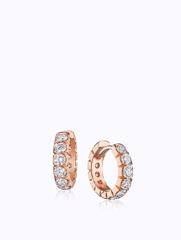 BRIONY RAYMOND Aura Diamond Huggie Hoop Earrings - 18k Rose Gold