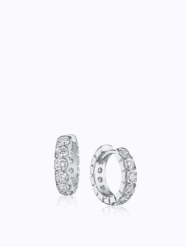 BRIONY RAYMOND Aura Diamond Huggie Hoop Earrings - 18k White Gold