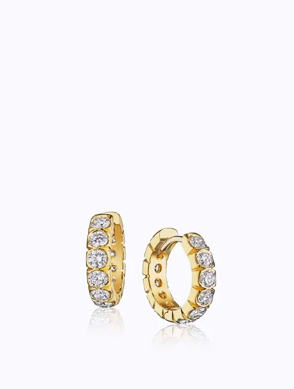 BRIONY RAYMOND Aura Diamond Huggie Hoop Earrings - 18k Yellow Gold