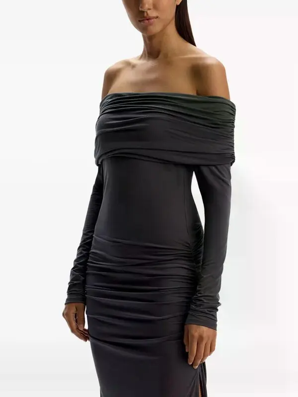 12 STOREEZ Off-shoulder Ruched Dress - Grey