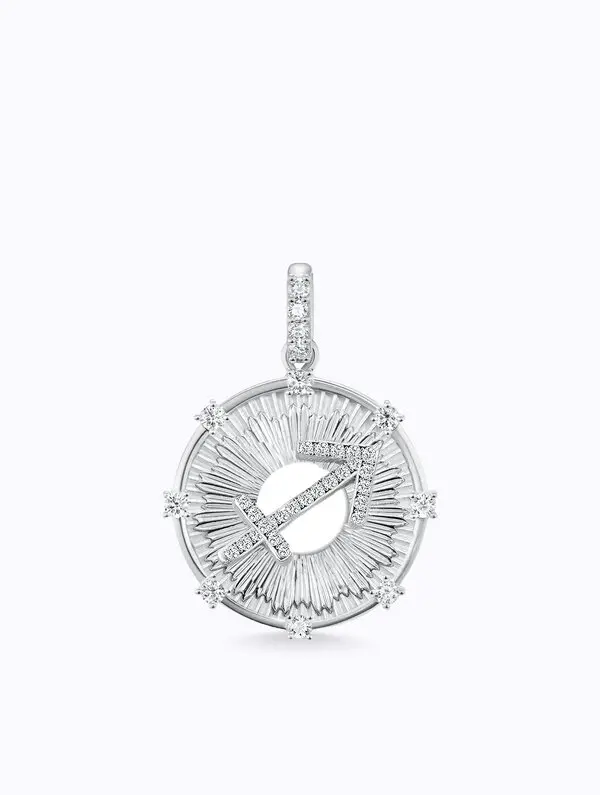 BRIONY RAYMOND Aurora Diamond Zodiac Medallion - 18k White Gold