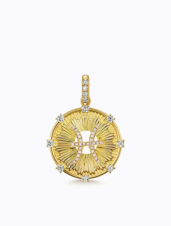BRIONY RAYMOND Aurora Diamond Zodiac Medallion - 18k Yellow Gold