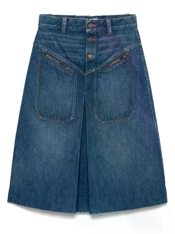 Chloé Denim Midi Skirt - Blue