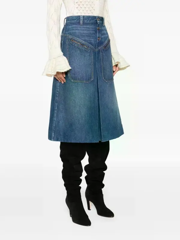 Chloé Denim Midi Skirt - Blue
