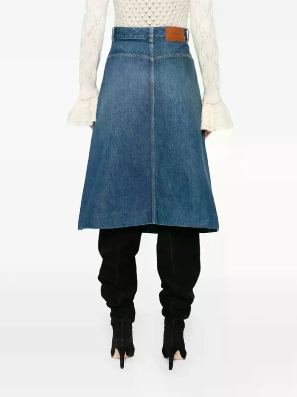 Chloé Denim Midi Skirt - Blue