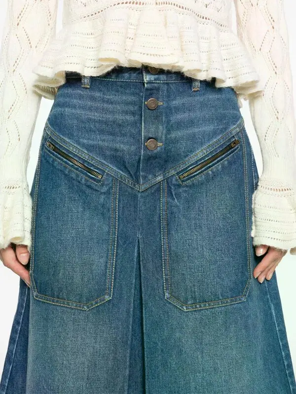 Chloé Denim Midi Skirt - Blue