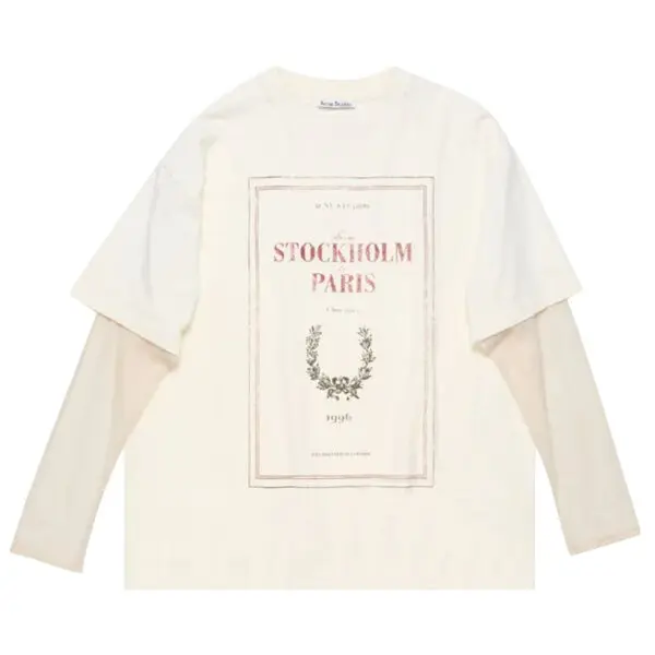 Acne Studios Layered Print T-shirt - Cream