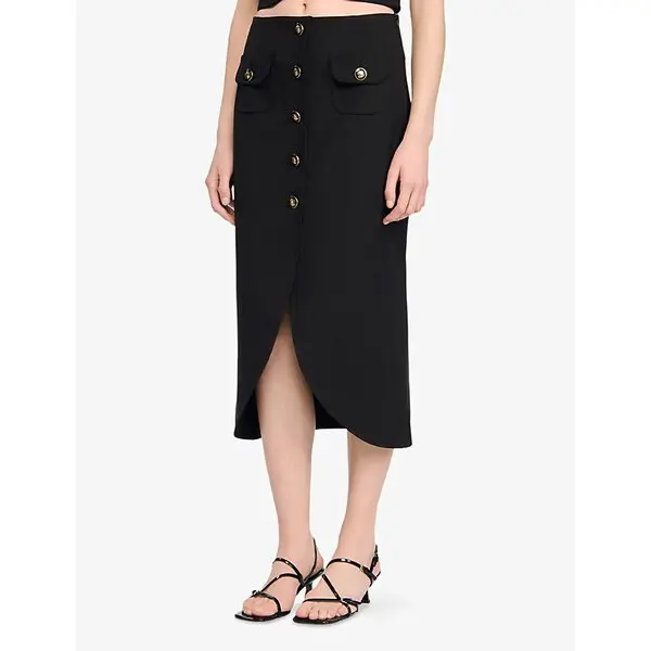 Sandro High-rise Button-down Midi Skirt