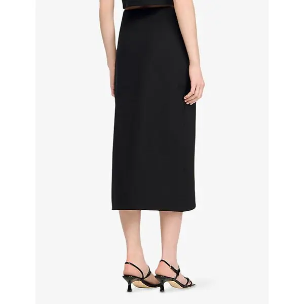 Sandro High-rise Button-down Midi Skirt