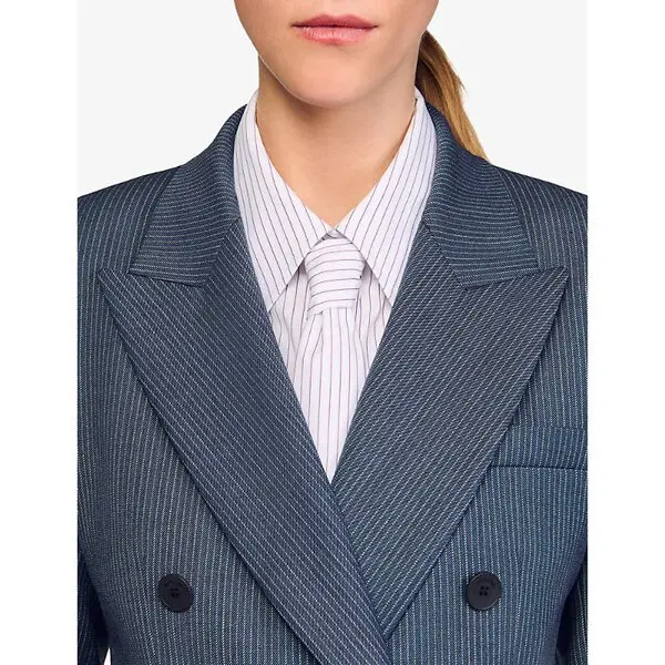 Sandro Striped Peak-lapel Double-breasted Blazer