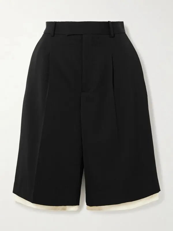 RÓHE Satin-trimmed Pleated Shorts