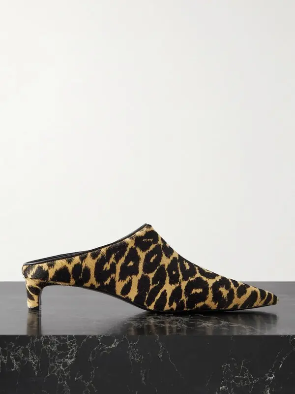 JIL SANDER Leopard-print Calf Hair Mules - Animal Print