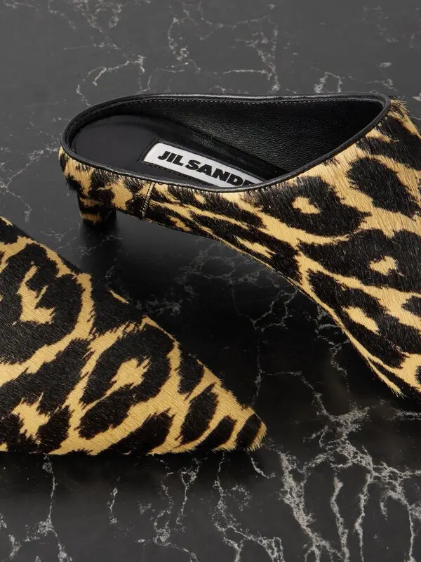 JIL SANDER Leopard-print Calf Hair Mules - Animal Print