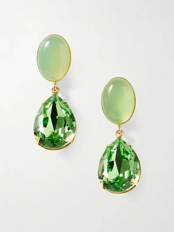 JENNIFER BEHR Linette Gold-plated, Chalcedony And Crystal Earrings - Green