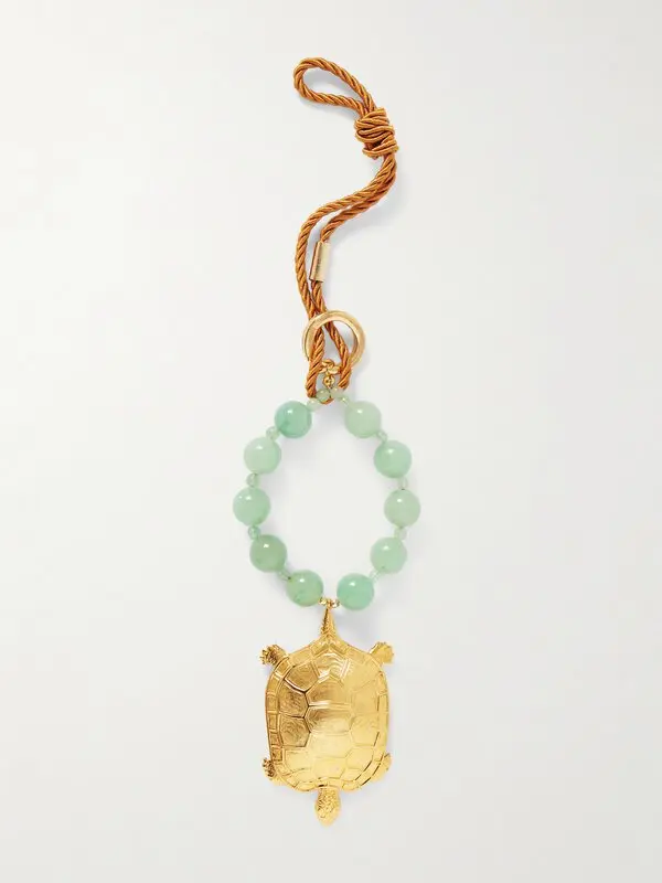 JENNIFER BEHR Turtle Gold-plated, Aventurine And Cord Keychain - Green