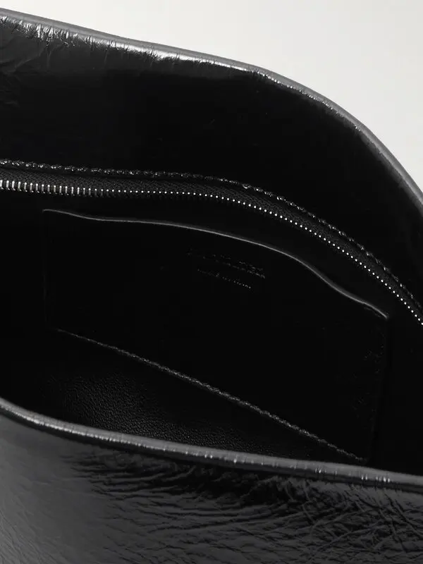 JIL SANDER - Embellished Cracked-Leather Shoulder Bag