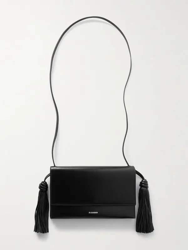 JIL SANDER Tasseled Leather Shoulder Bag